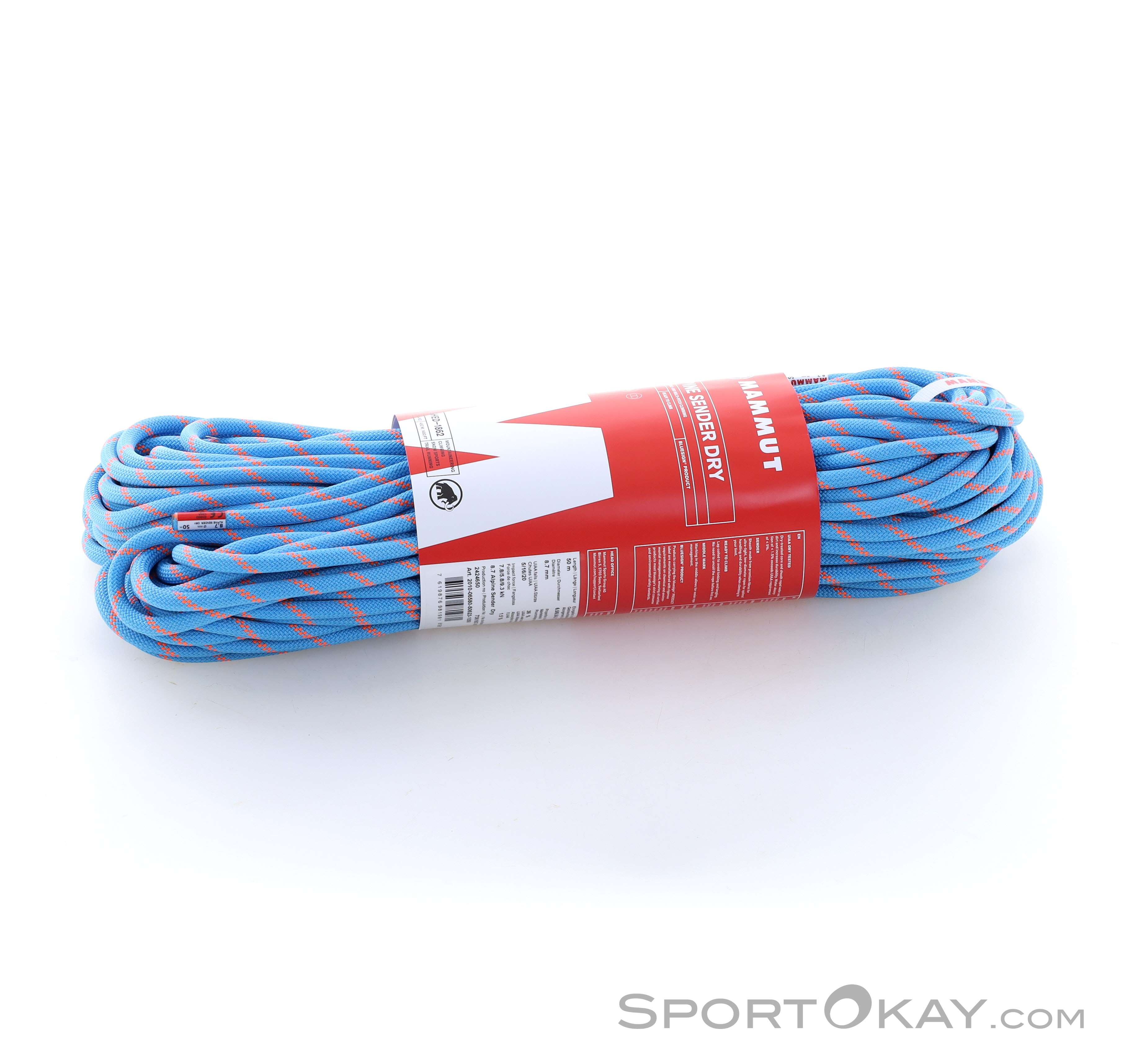 Mammut 8.7 Alpine Sender Dry Rope 50m Câble d’escalade - Câble simple ...